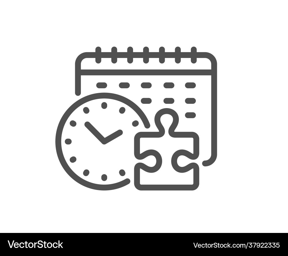 Puzzle time line icon jigsaw piece with clock Vector Image
