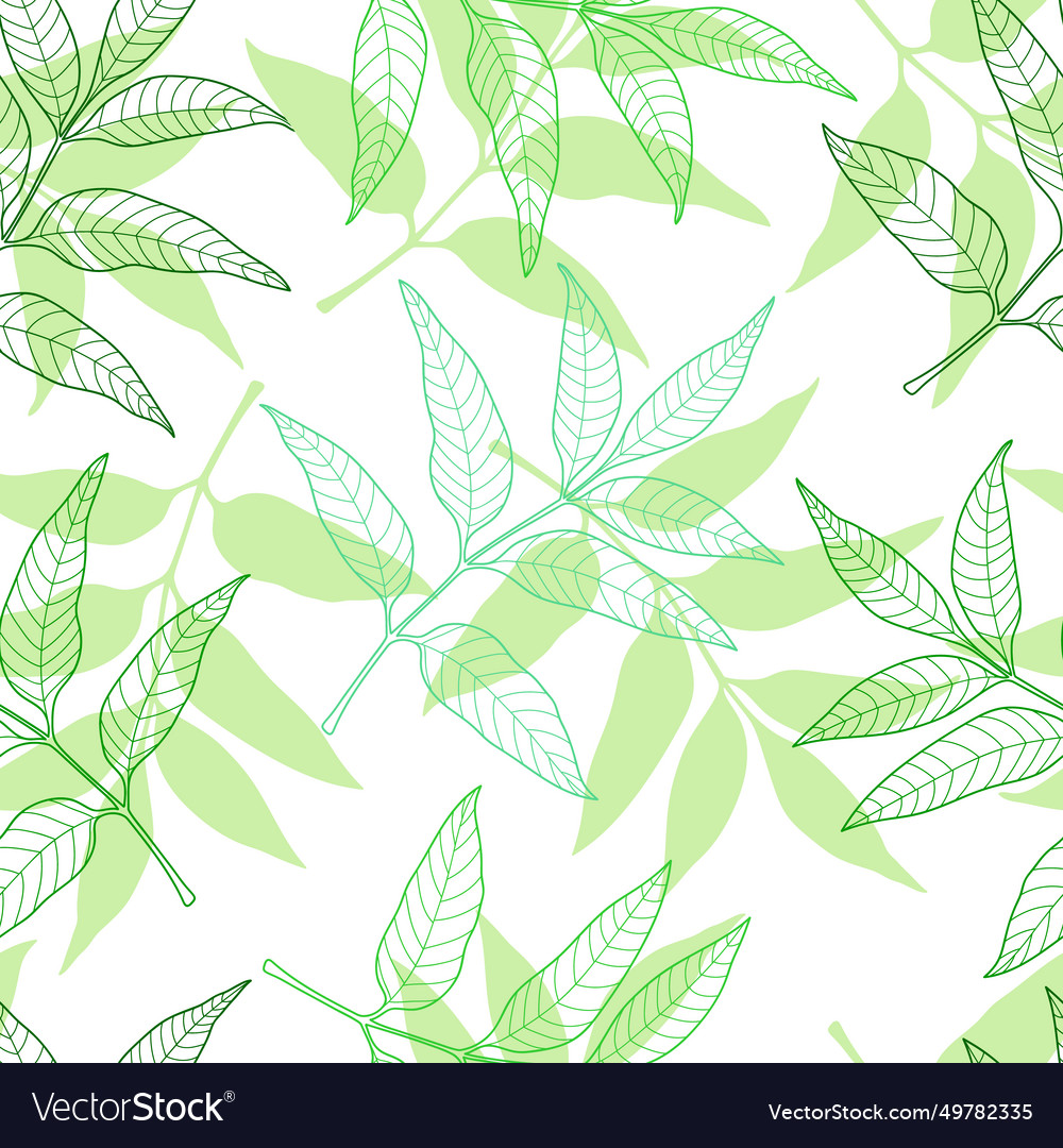 Spring seamless pattern with green leaf Royalty Free Vector