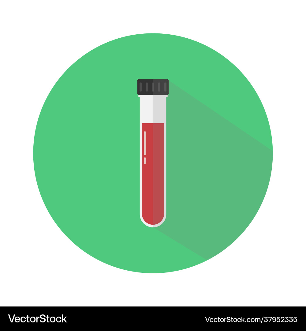 Test tube with red liquid flat style icon Vector Image
