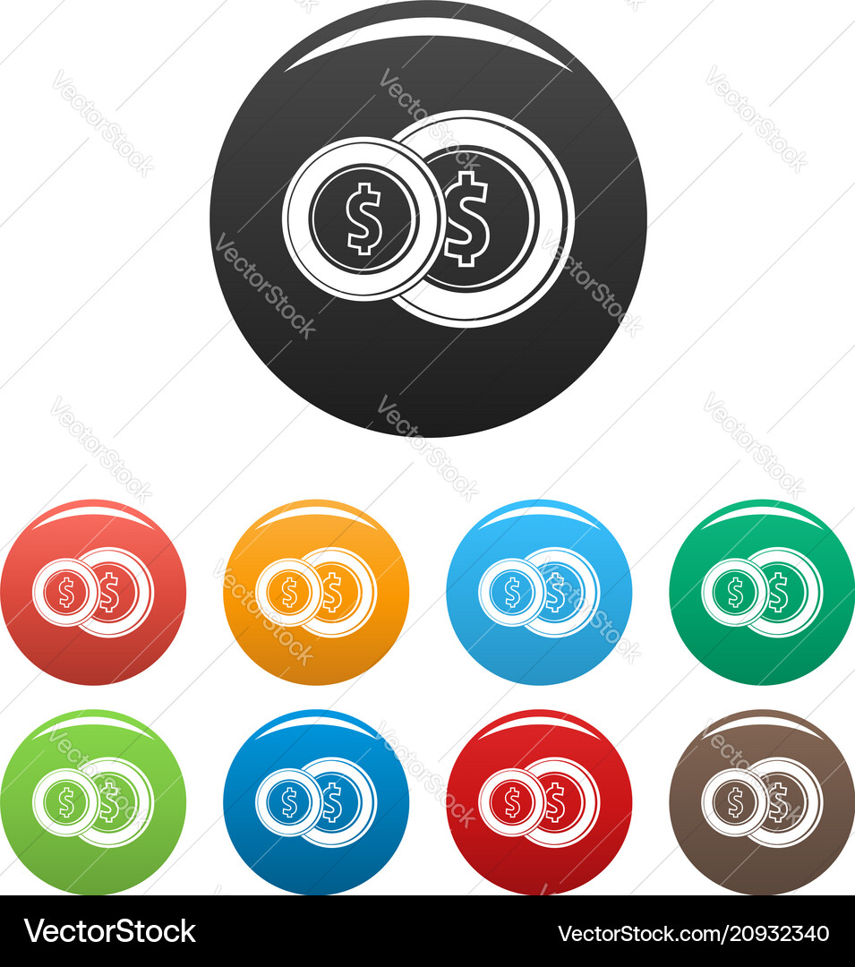 Coin icons set color Royalty Free Vector Image