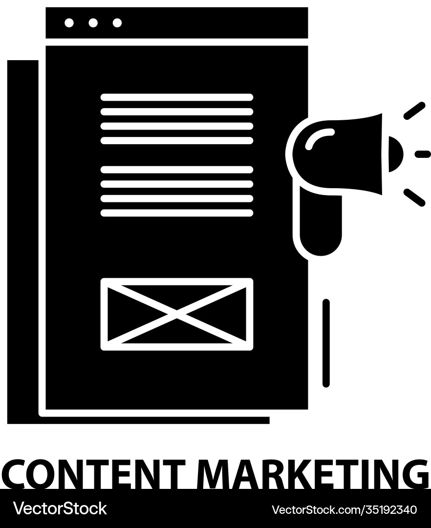 Content marketing icon black sign Royalty Free Vector Image