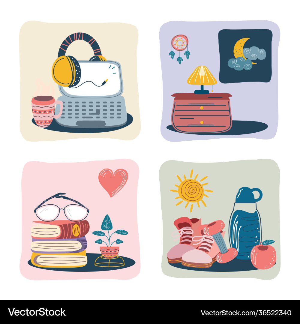 Daily activities cartoon Royalty Free Vector Image