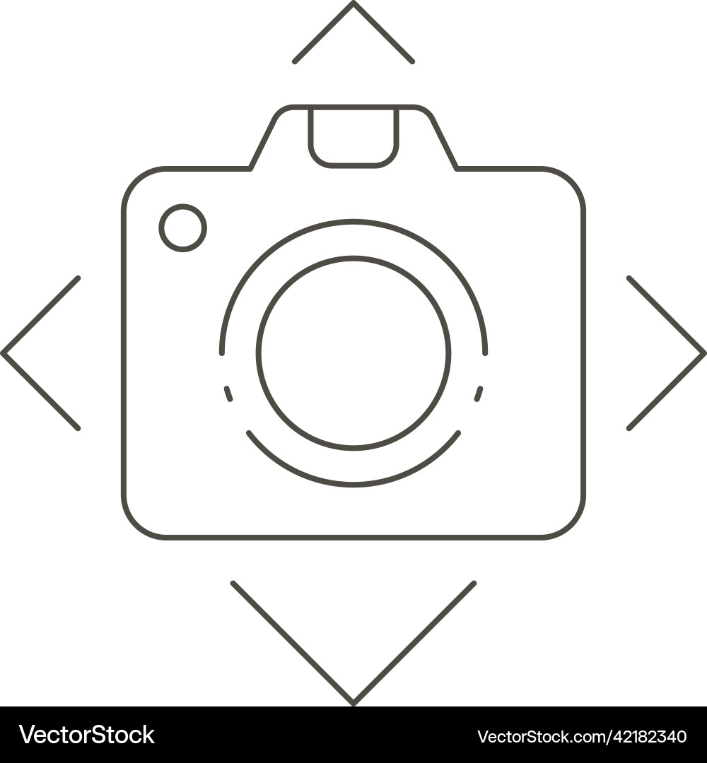 Linear simple photo camera sign at rhombus squared