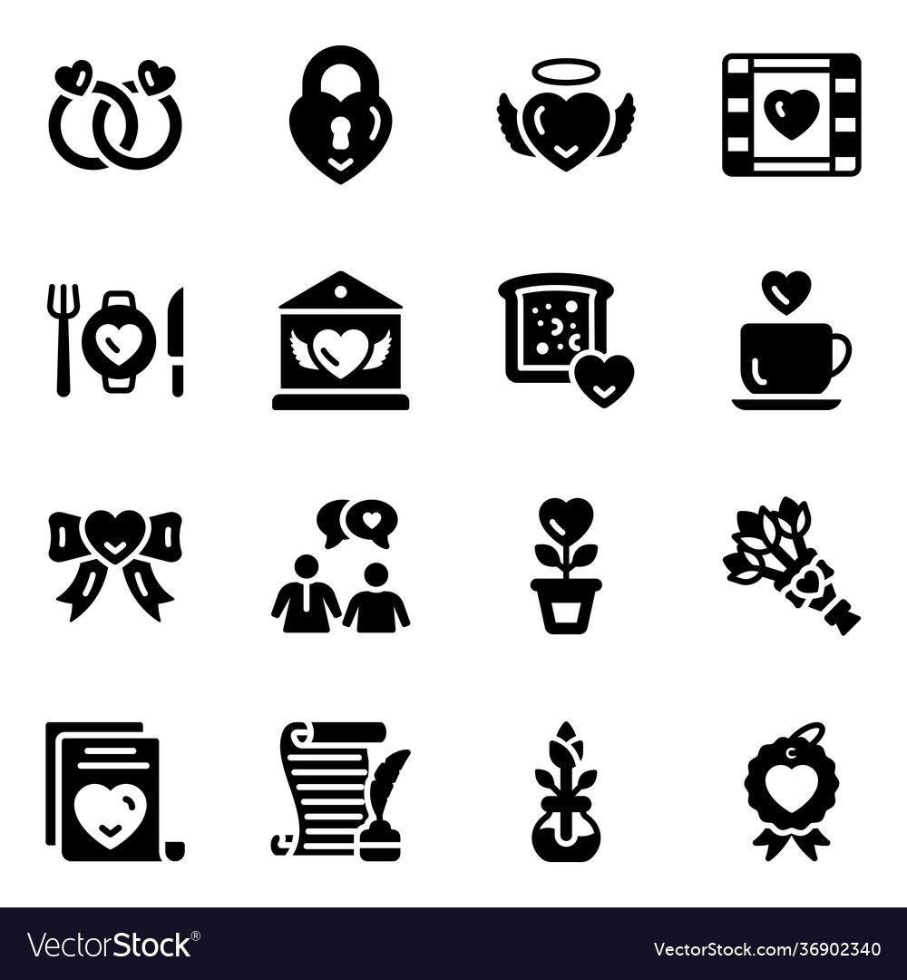 Love elements solid icon pack Royalty Free Vector Image