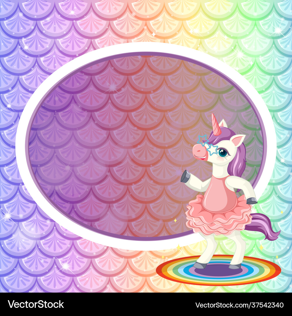 Oval frame template on pastel rainbow fish scales Vector Image