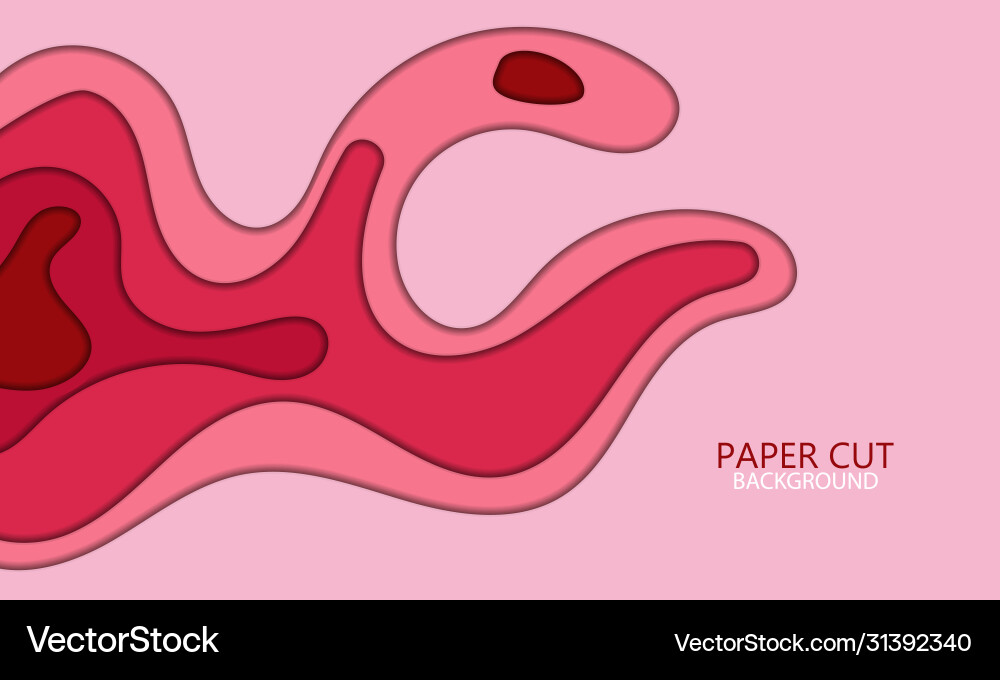Pink paper cut background abstract realistic Vector Image