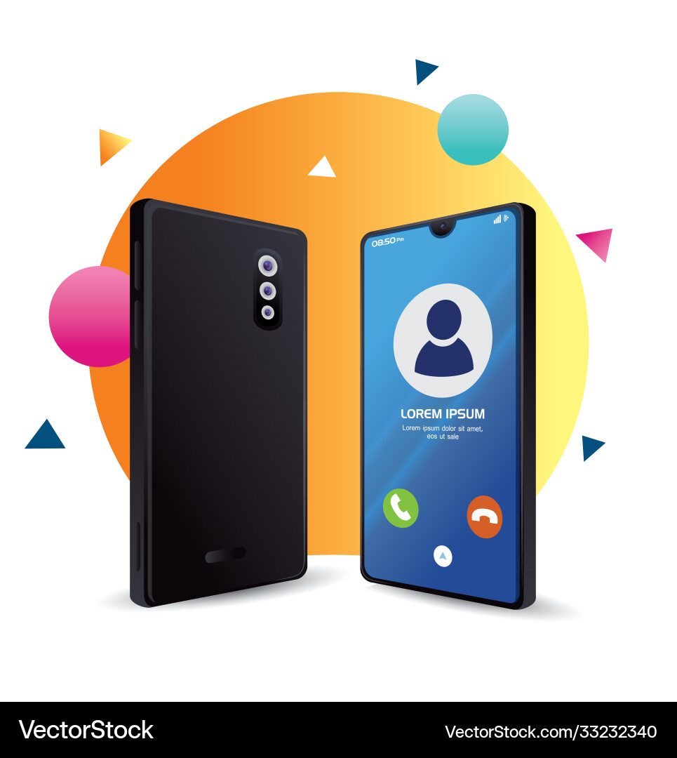 Realistic smartphones mockup with call on display Vector Image