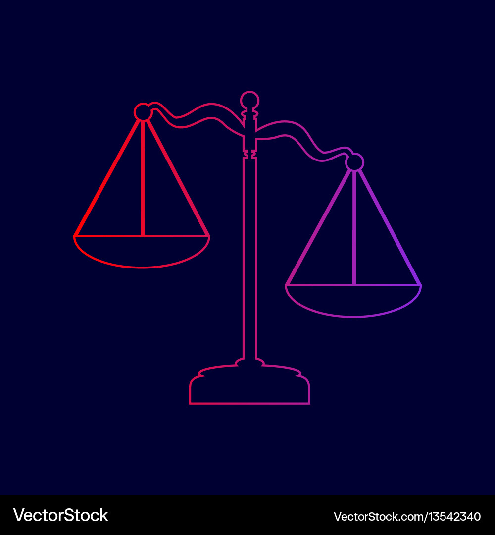 Scales justice sign line icon Royalty Free Vector Image