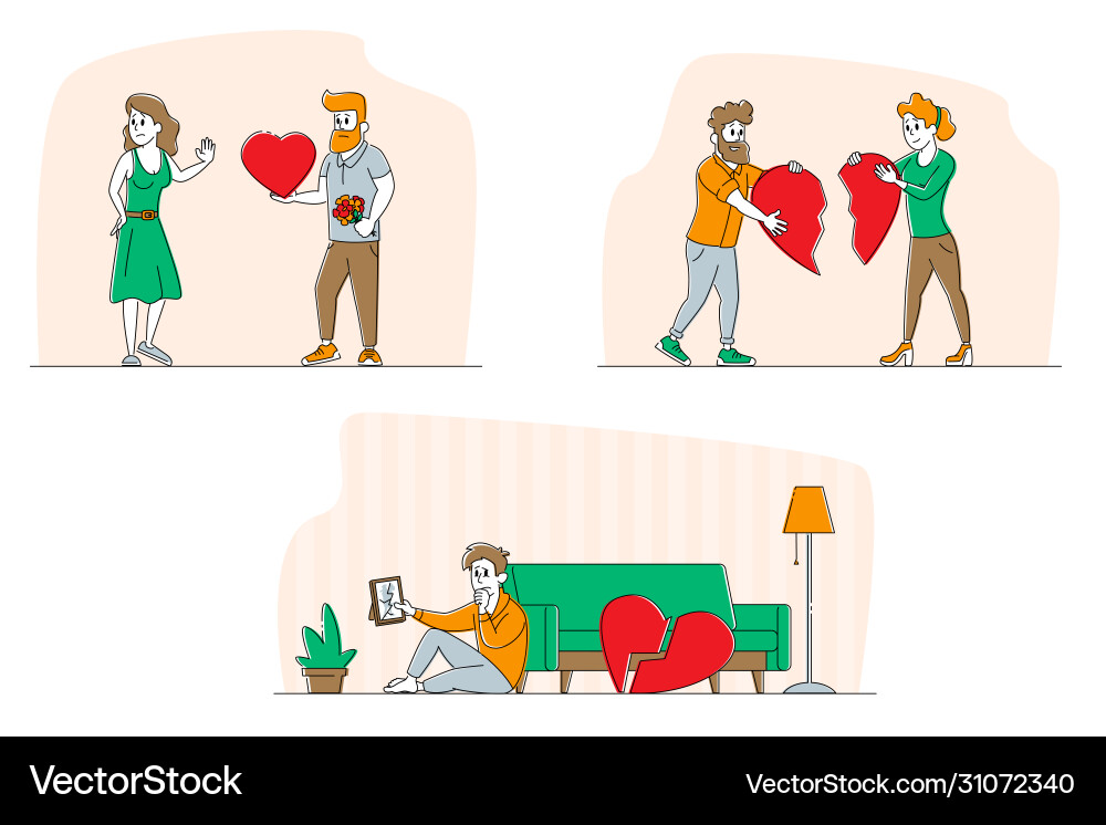 Set lovers in end loving relations concept men Vector Image