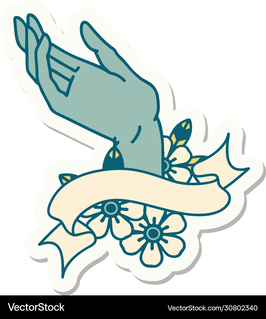 Tattoo sticker with banner a hand Royalty Free Vector Image