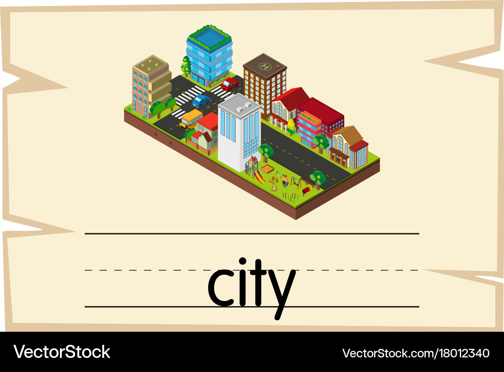 Wordcard template for city scene Royalty Free Vector Image