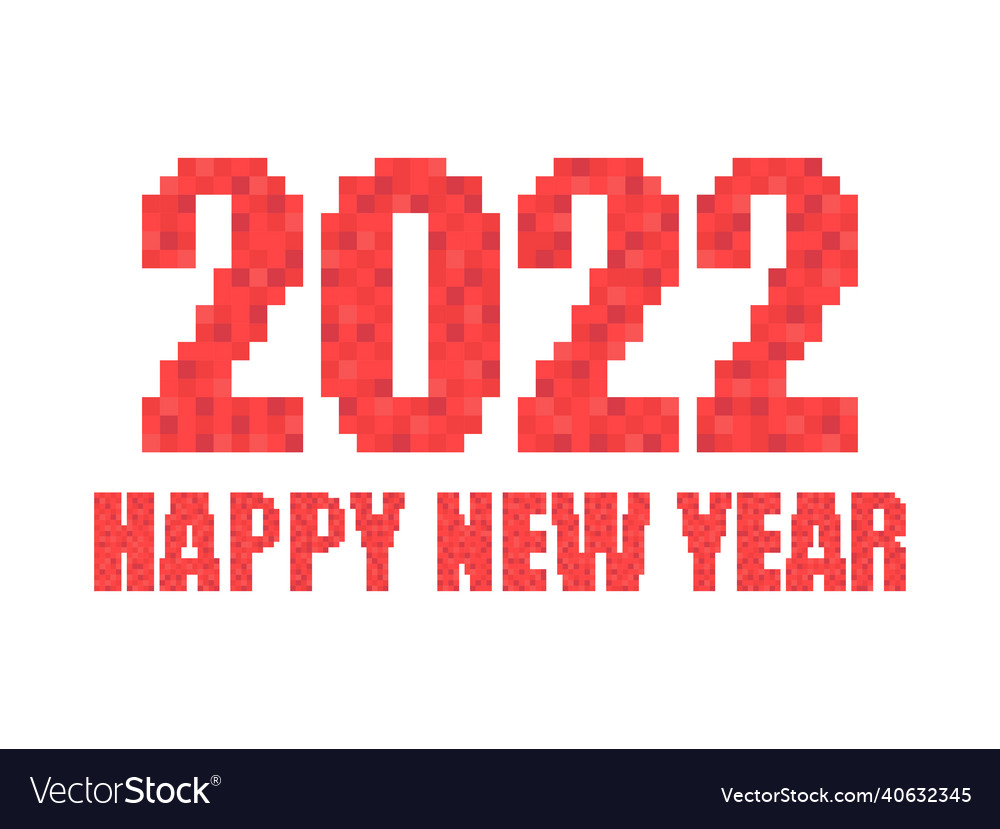 2022 happy new year pixel art style Royalty Free Vector
