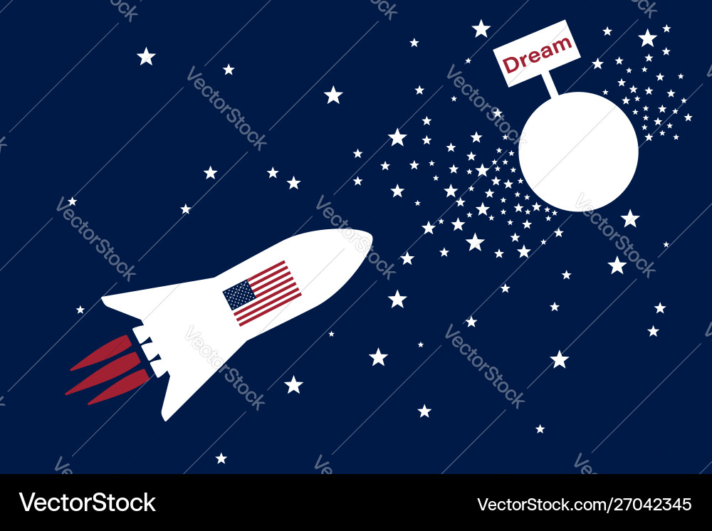 American dream rocket fly to planet Royalty Free Vector