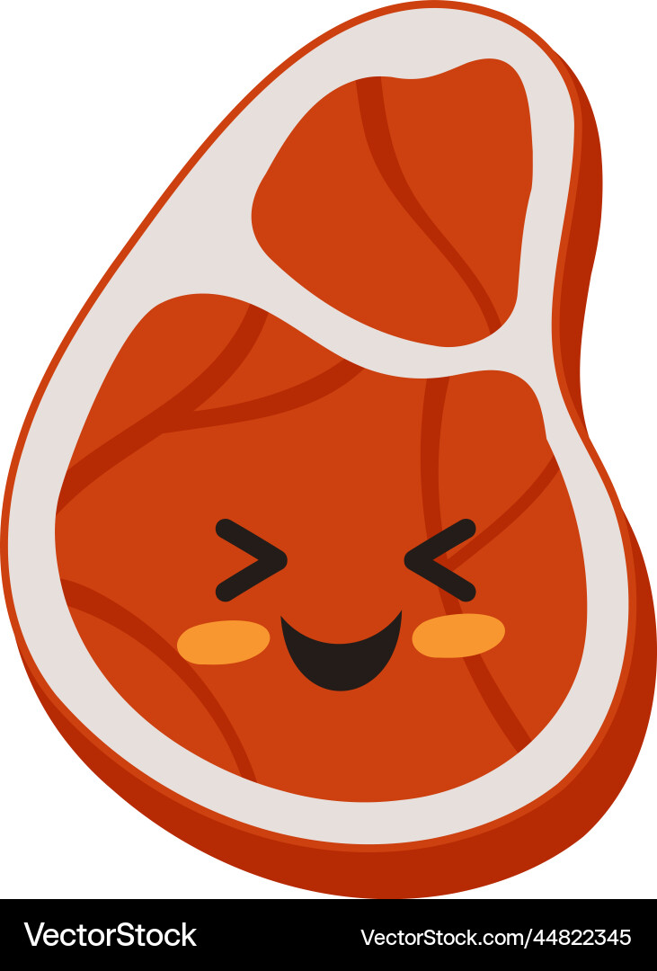 Beef steak with cute smiling face as ketogenic Vector Image