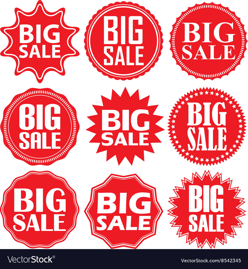 Big sale label set sticker Royalty Free Vector Image Big sale label set sticker Royalty Free Vector Image