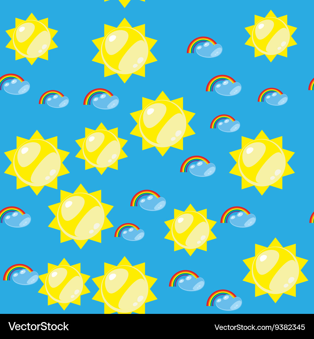 Cartoon seamless rainbow and sun texture 636 Vector Image