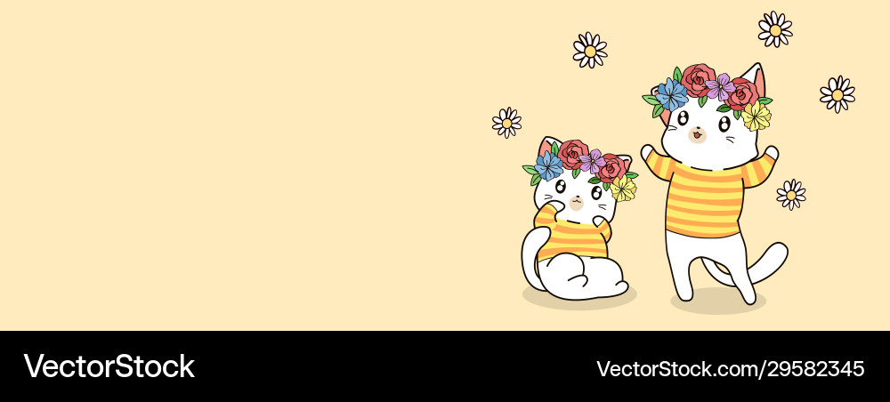 Cat characters with flowers in spring day Vector Image