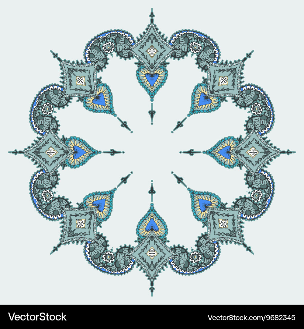 Circular floral ornament template for tattoo Vector Image