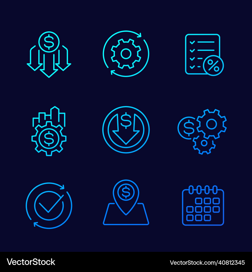 Cost effective and financial efficiency line icons