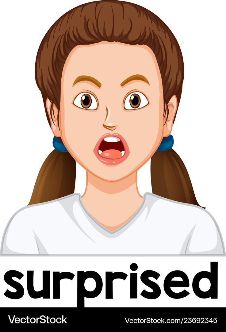 Female surprised facial expression Royalty Free Vector Image
