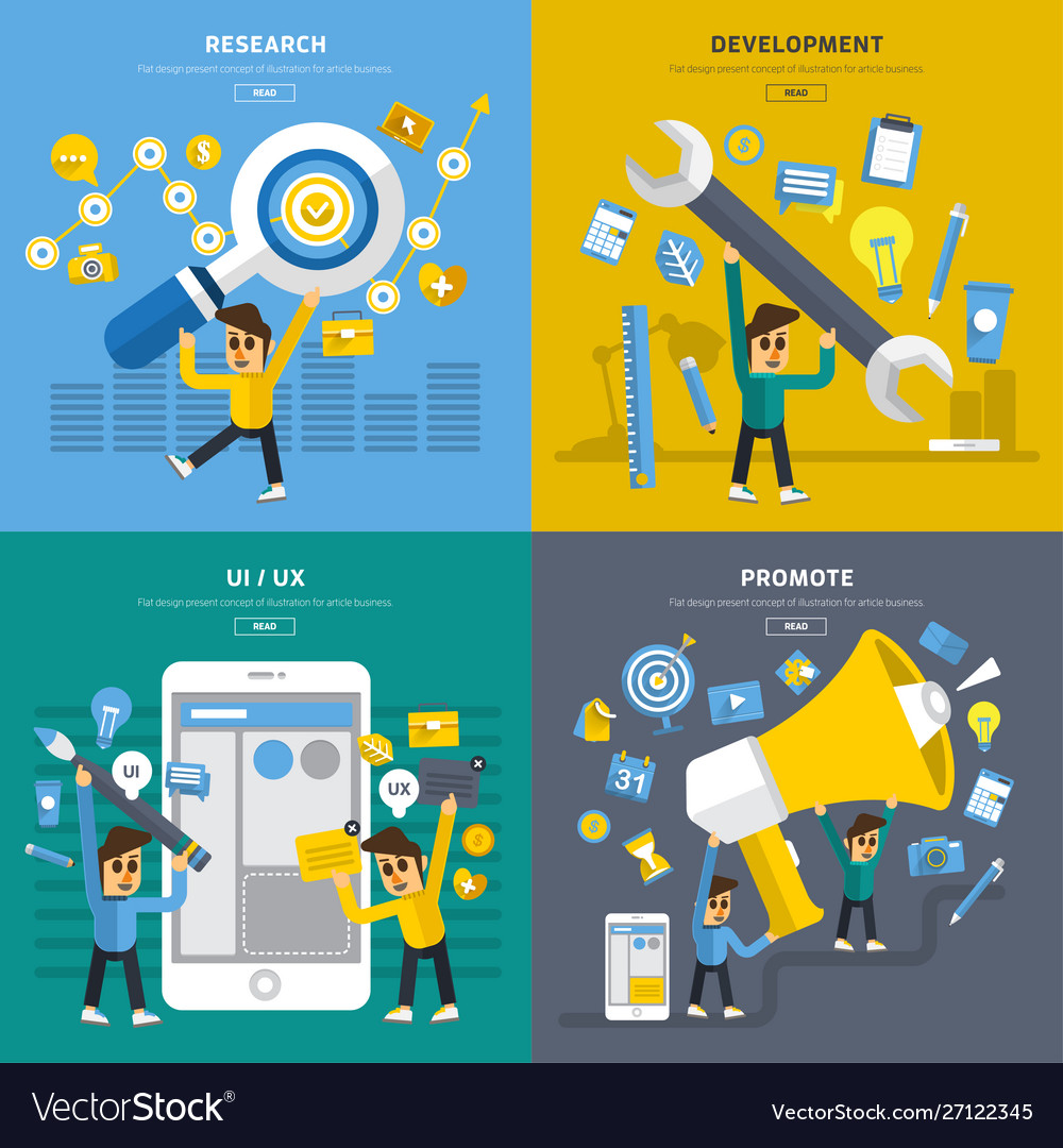 Flat design concept application mobile development