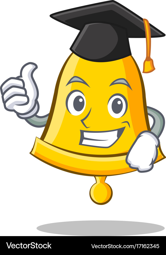 Graduation school bell character cartoon Vector Image