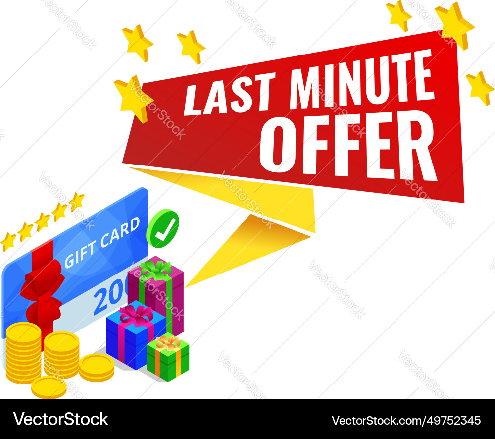 Isometric last minute offer sale timer tag Vector Image
