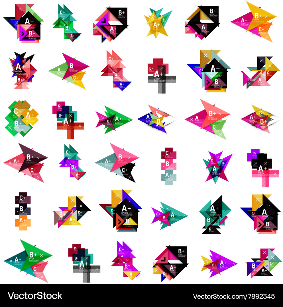 Mega set of geometric web option box banners Vector Image