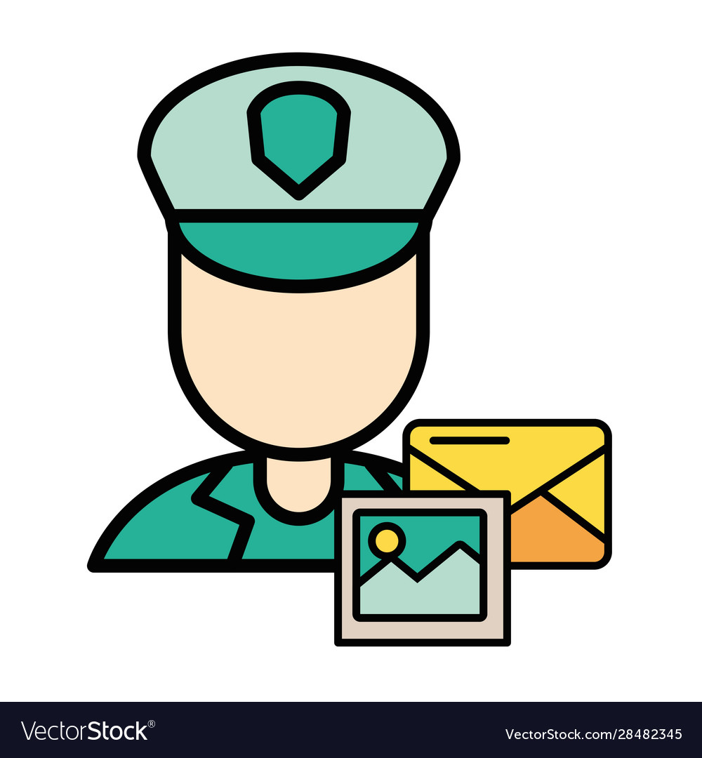 Postman worker character isolated icon Royalty Free Vector