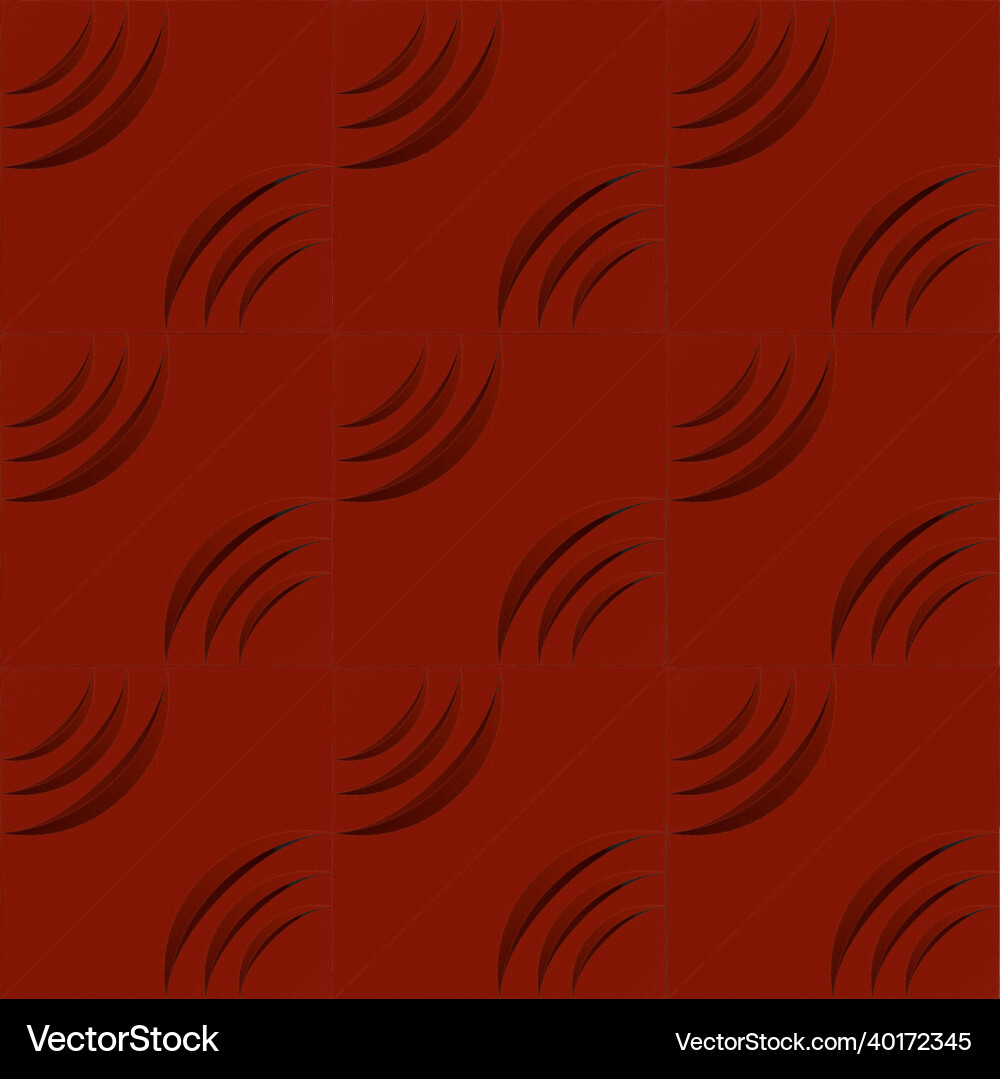 Seamless red tile with convex curved lines 3d Vector Image