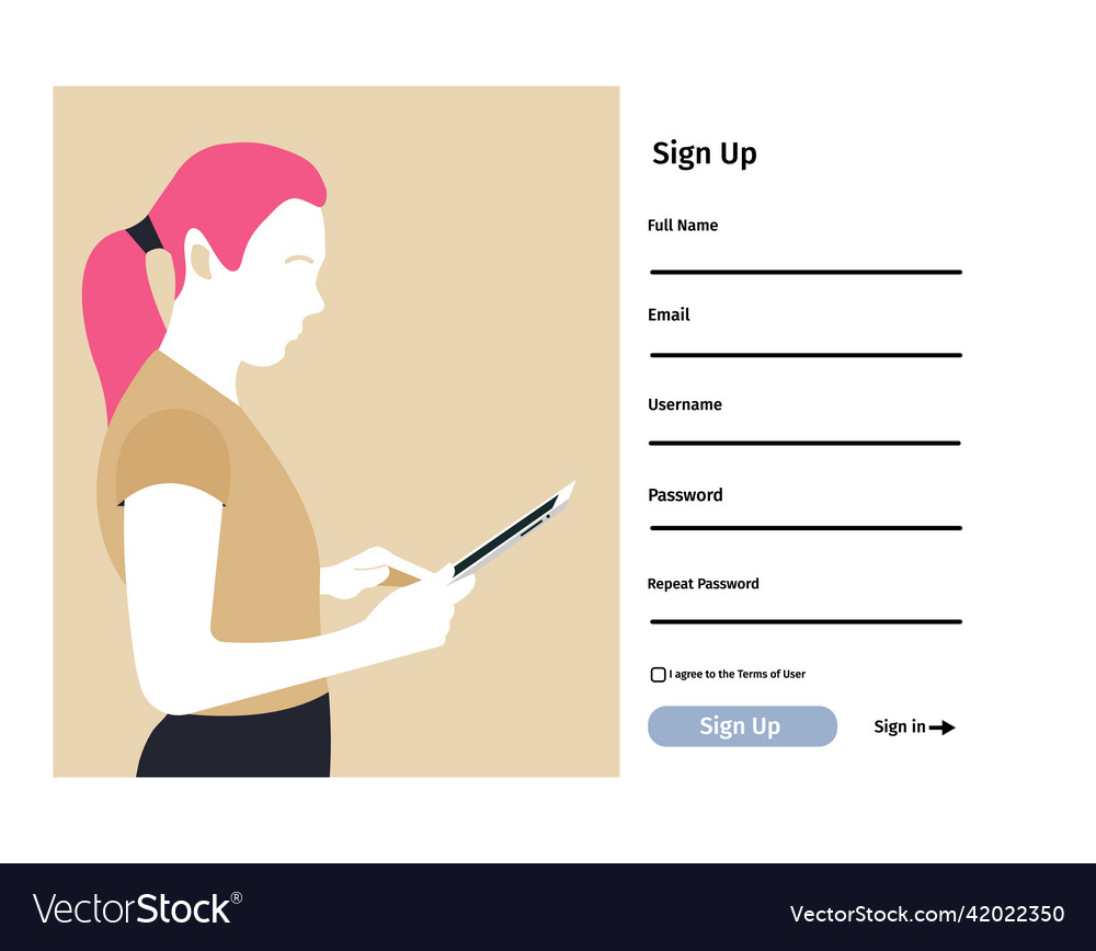 Account login and password form page on screen Vector Image