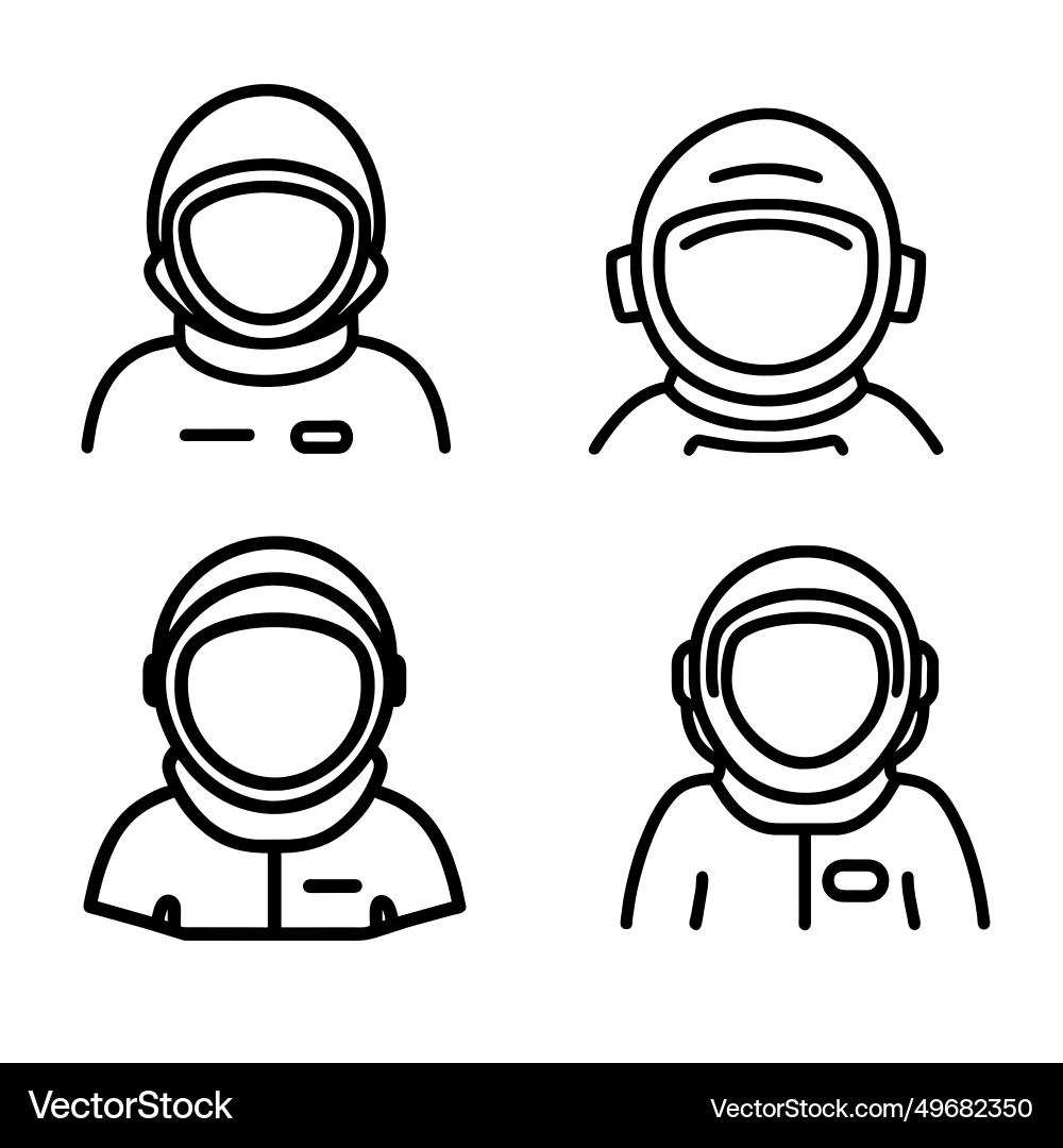 Astronaut icons set outline for web Royalty Free Vector