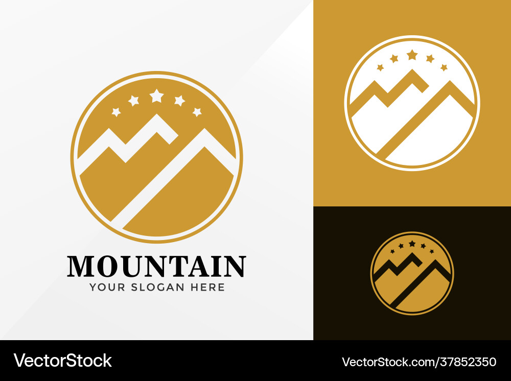 Circle mountain circular logo design brand Vector Image