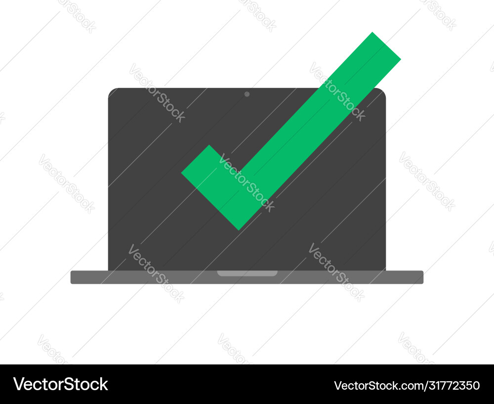 Confirm notice message check mark on computer Vector Image