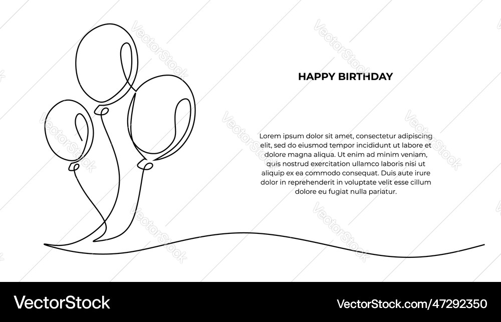 Continuous one line art birthday celebration Vector Image