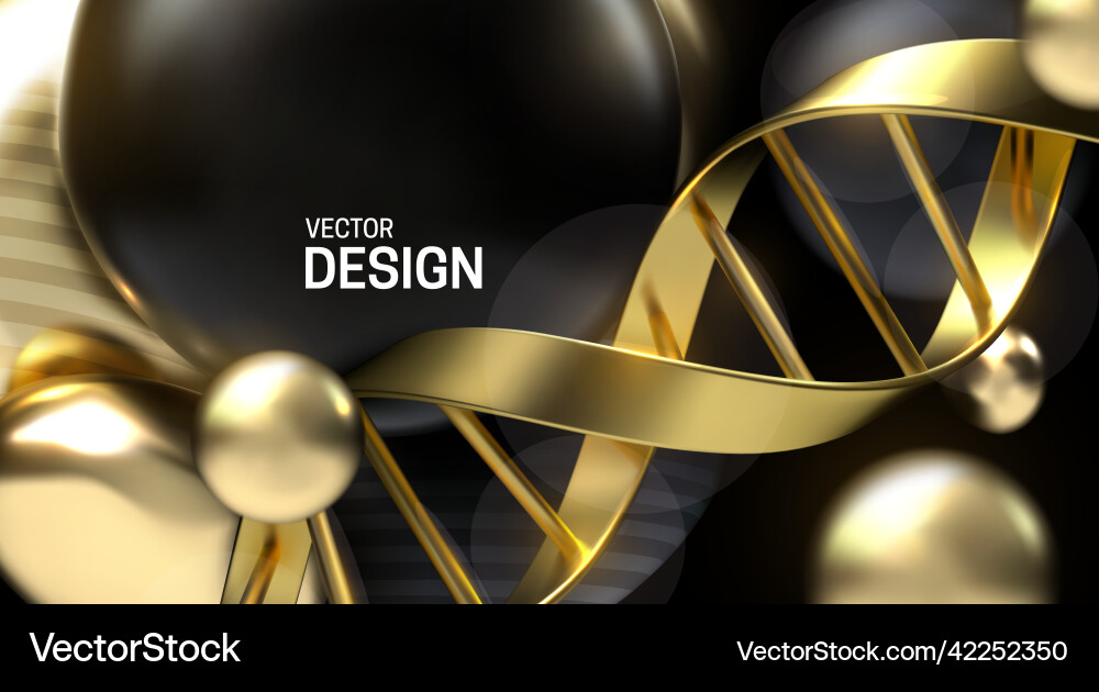 Golden dna strand 3d Royalty Free Vector Image