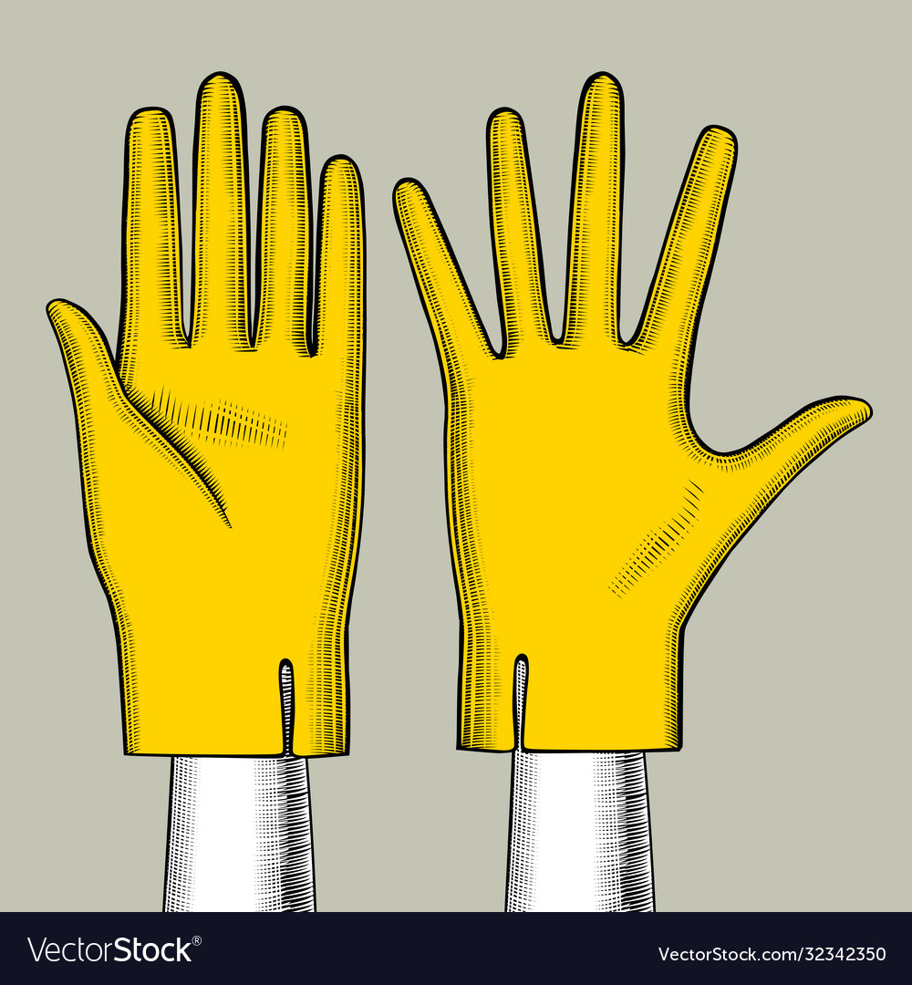 Hand with yellow gloves Royalty Free Vector Image