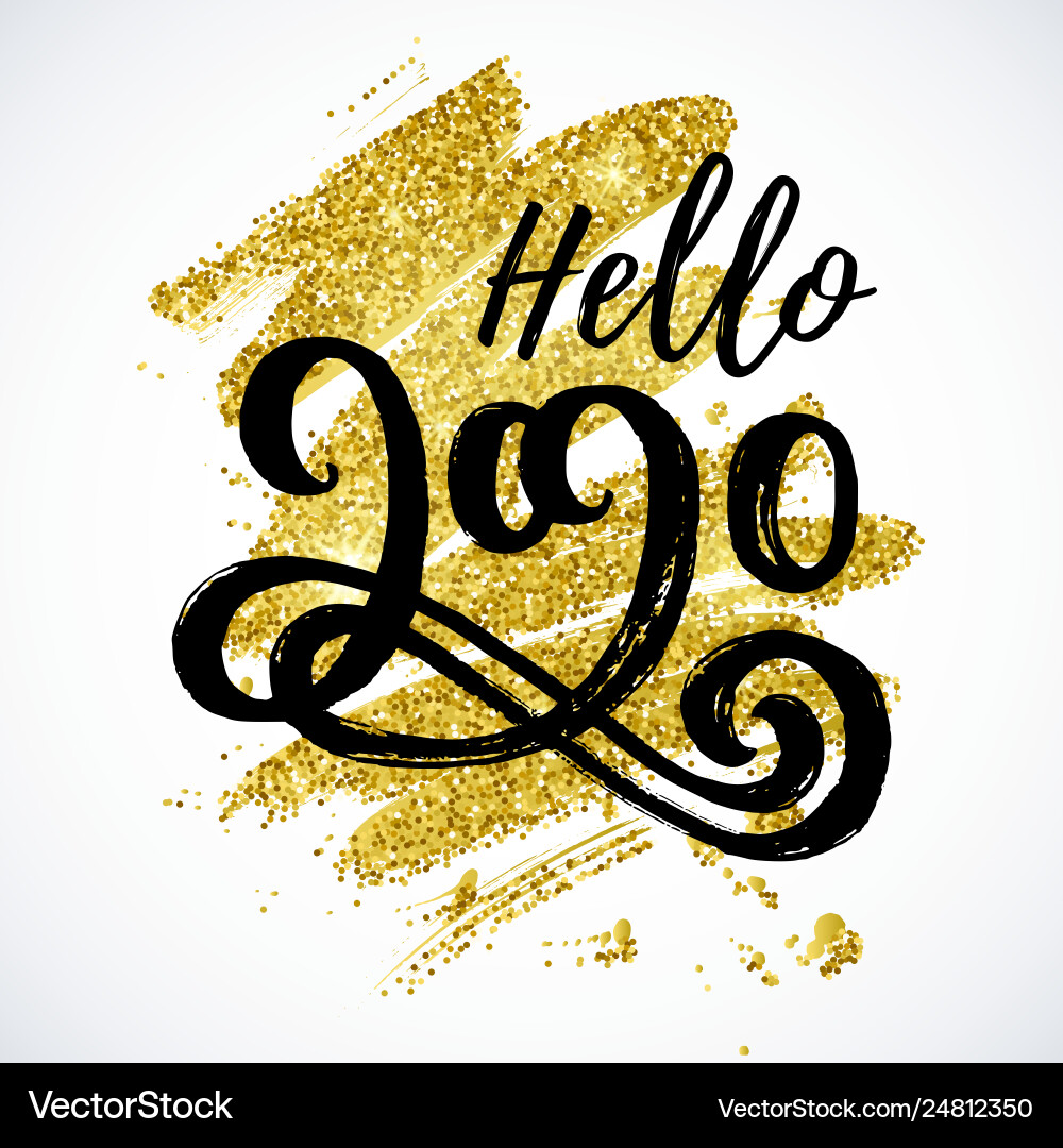 Hello 2020 new year card design Royalty Free Vector Image