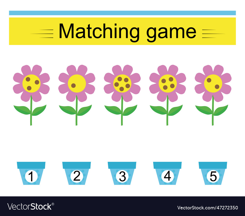 Math activity for kids matching game Royalty Free Vector