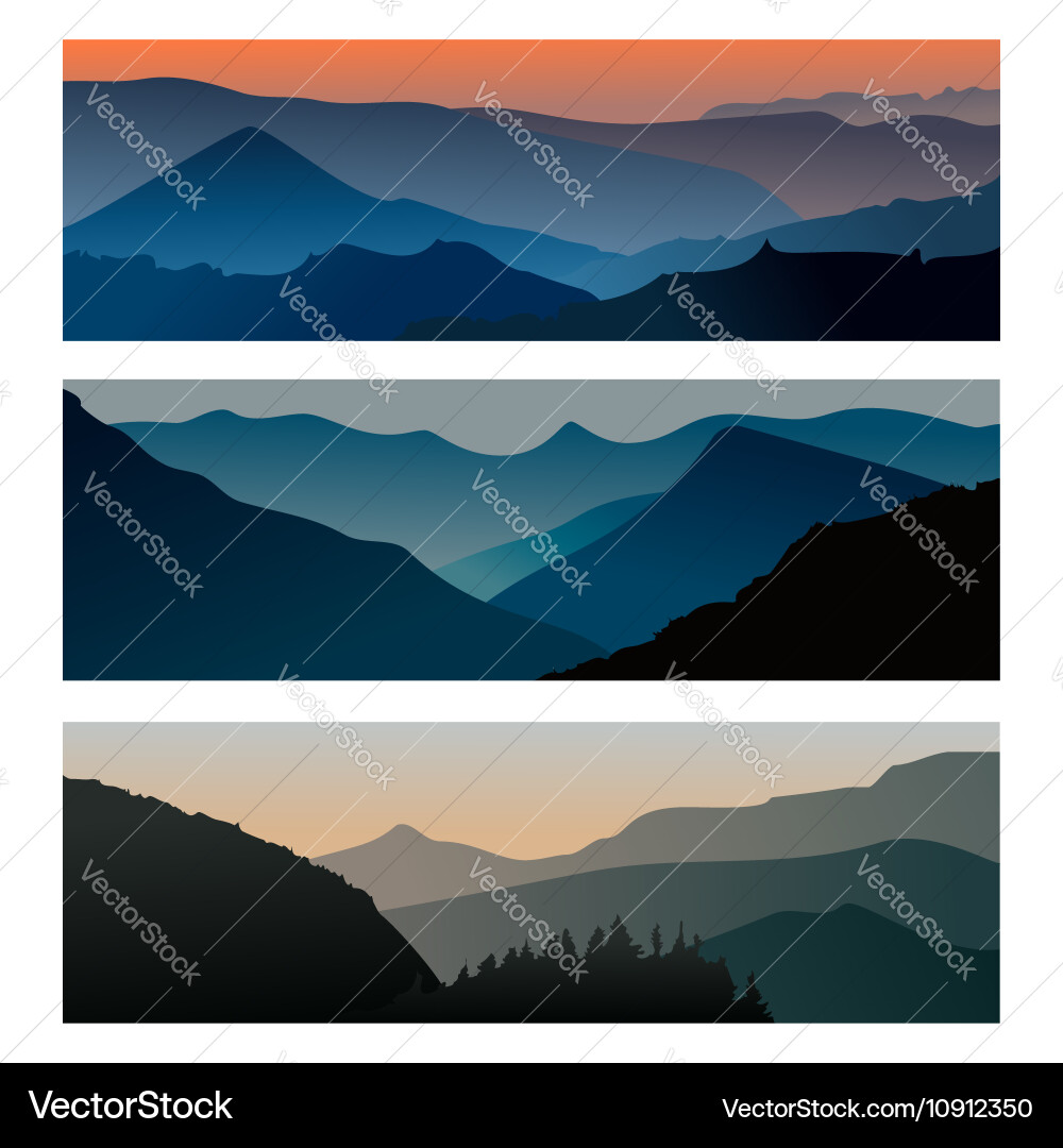 Mountains sunrise and sunset horizontal Royalty Free Vector