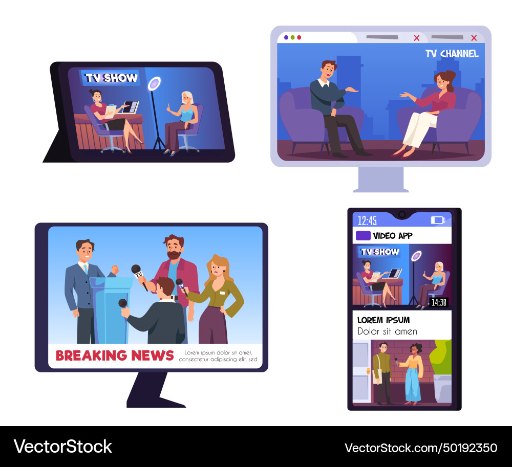 Set of different devices for watching journalist Vector Image