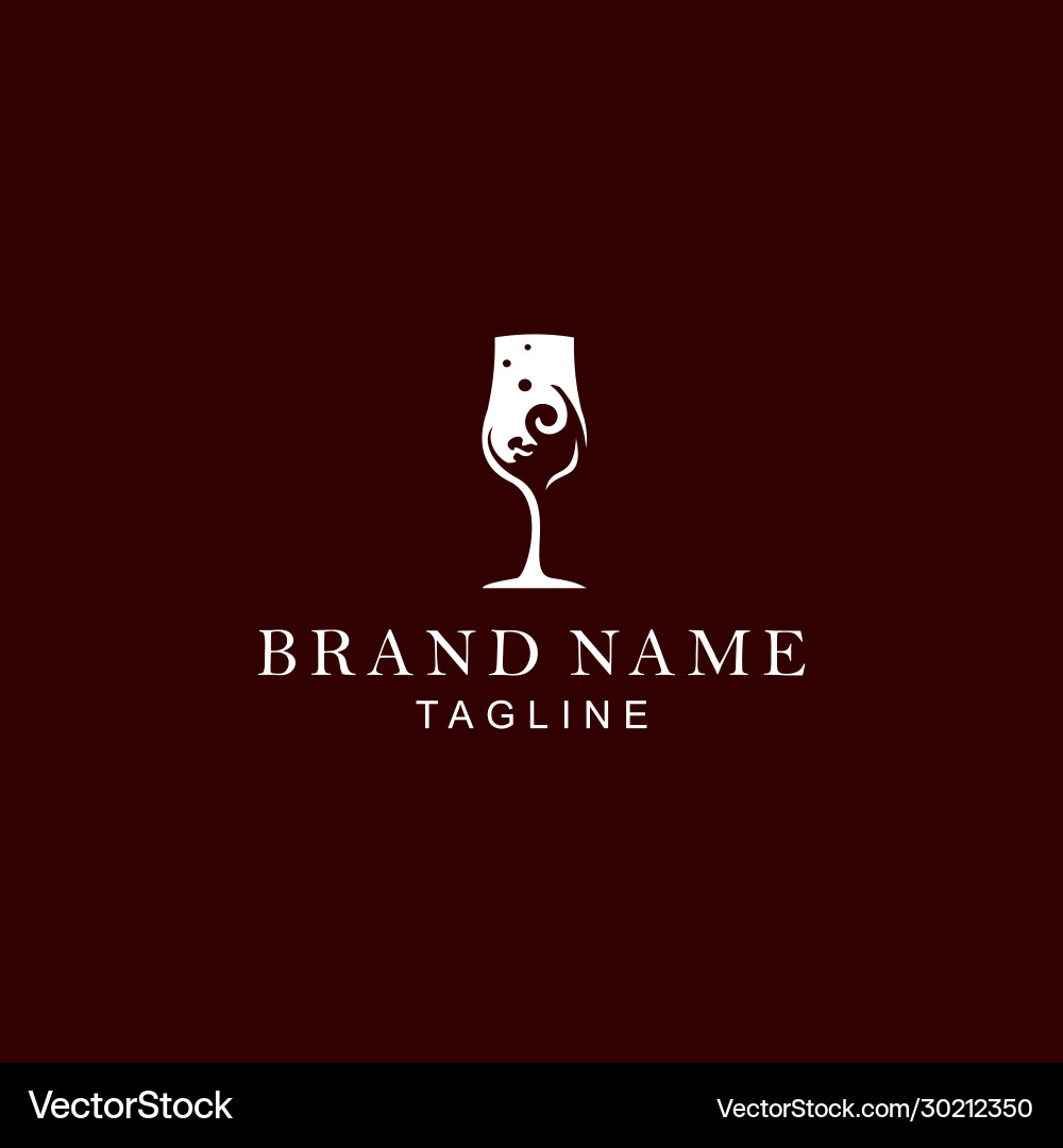 Wine glass abstract modern logo Royalty Free Vector Image