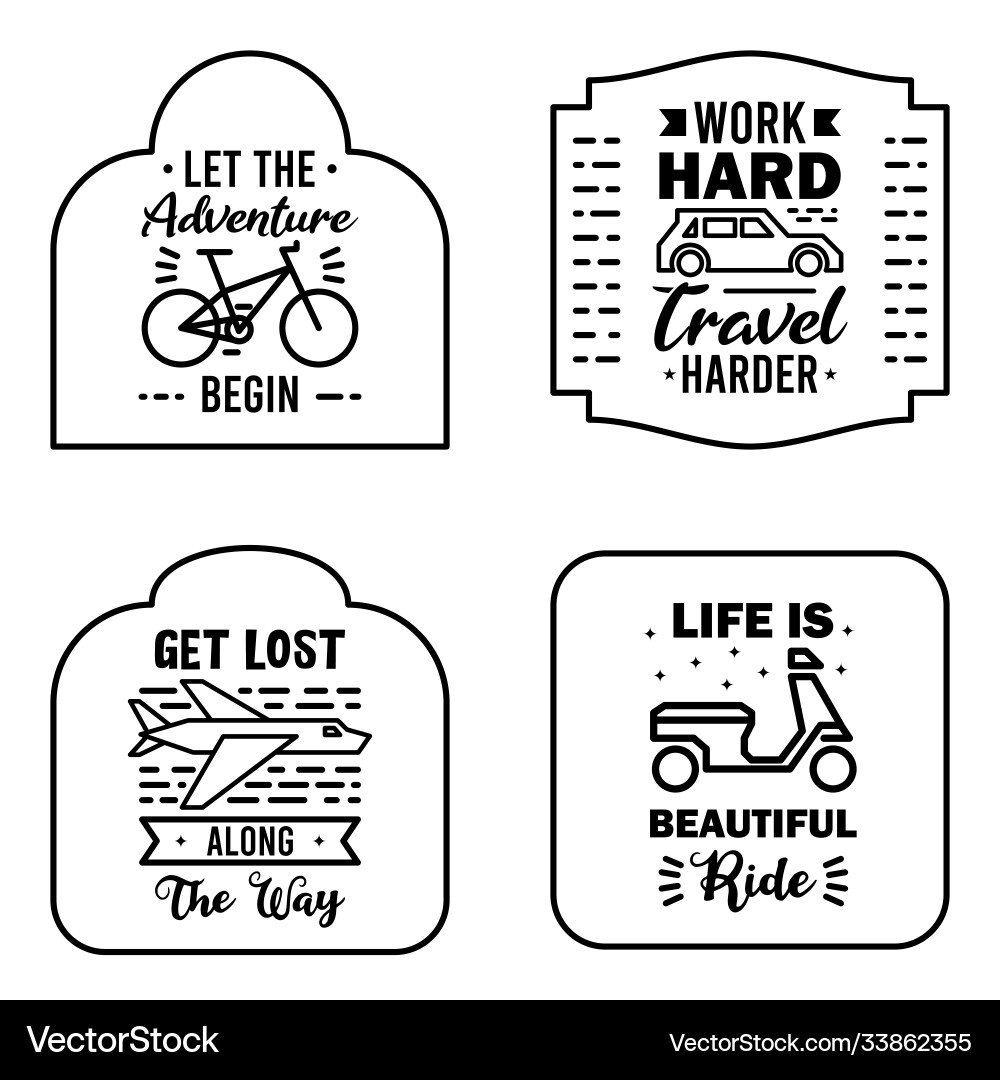 Adventure typography collection with outline style