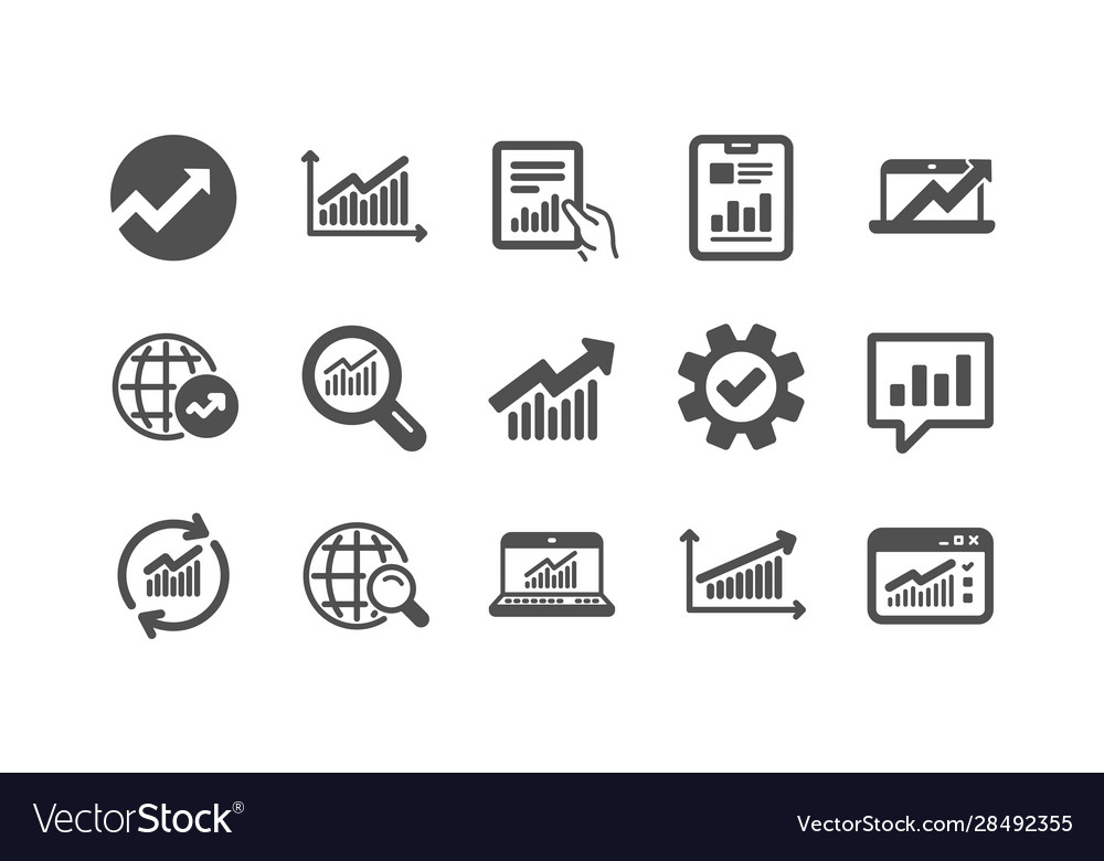 Analytics icons reports charts and graphs Vector Image