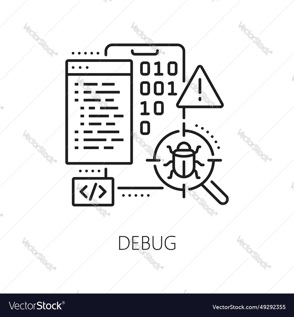 Debug web app develop and optimization icon Vector Image Debug web app develop and optimization icon Vector Image