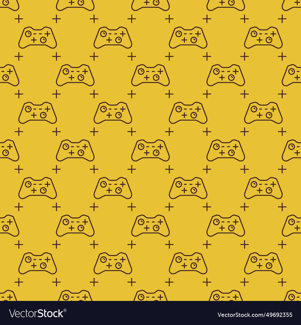 Gamepad or controller yellow seamless pattern Vector Image