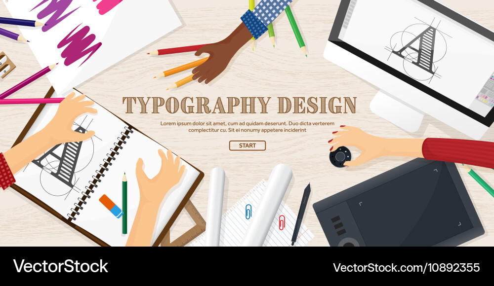 Graphic web design drawing and painting Royalty Free Vector
