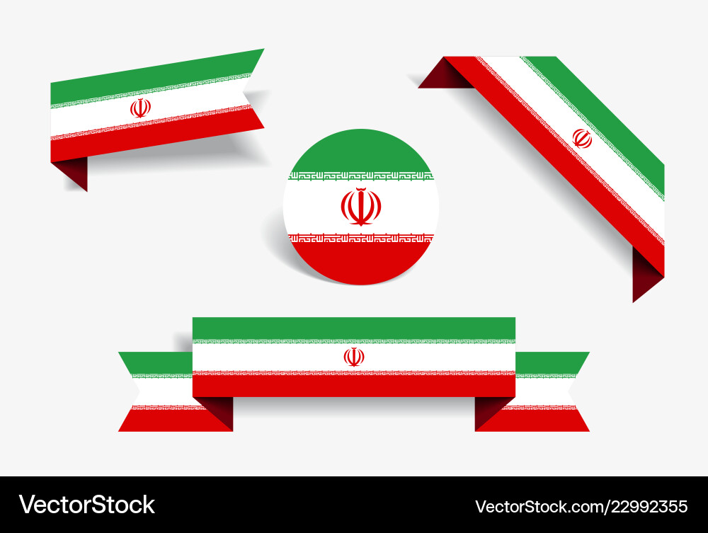 Iranian flag stickers and labels Royalty Free Vector Image