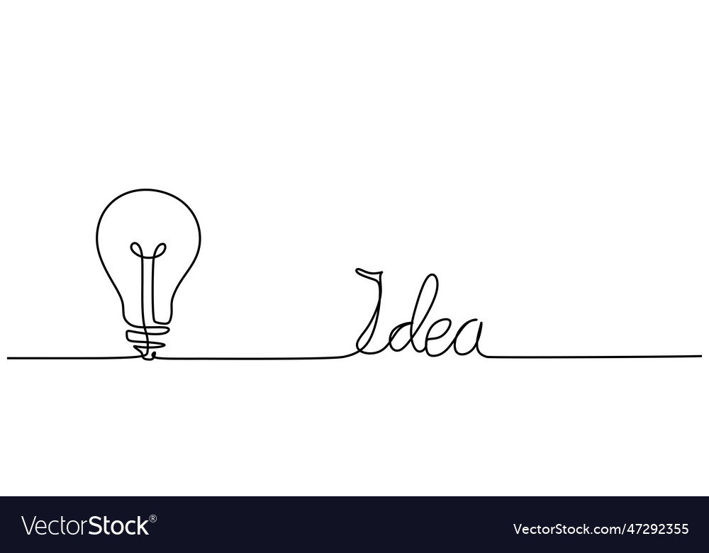 Light bulb continuous one line drawing creative Vector Image