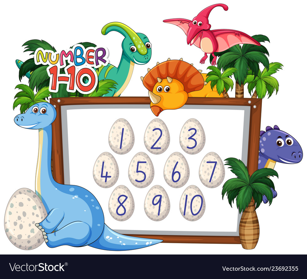 Math counting number dinosaur theme Royalty Free Vector